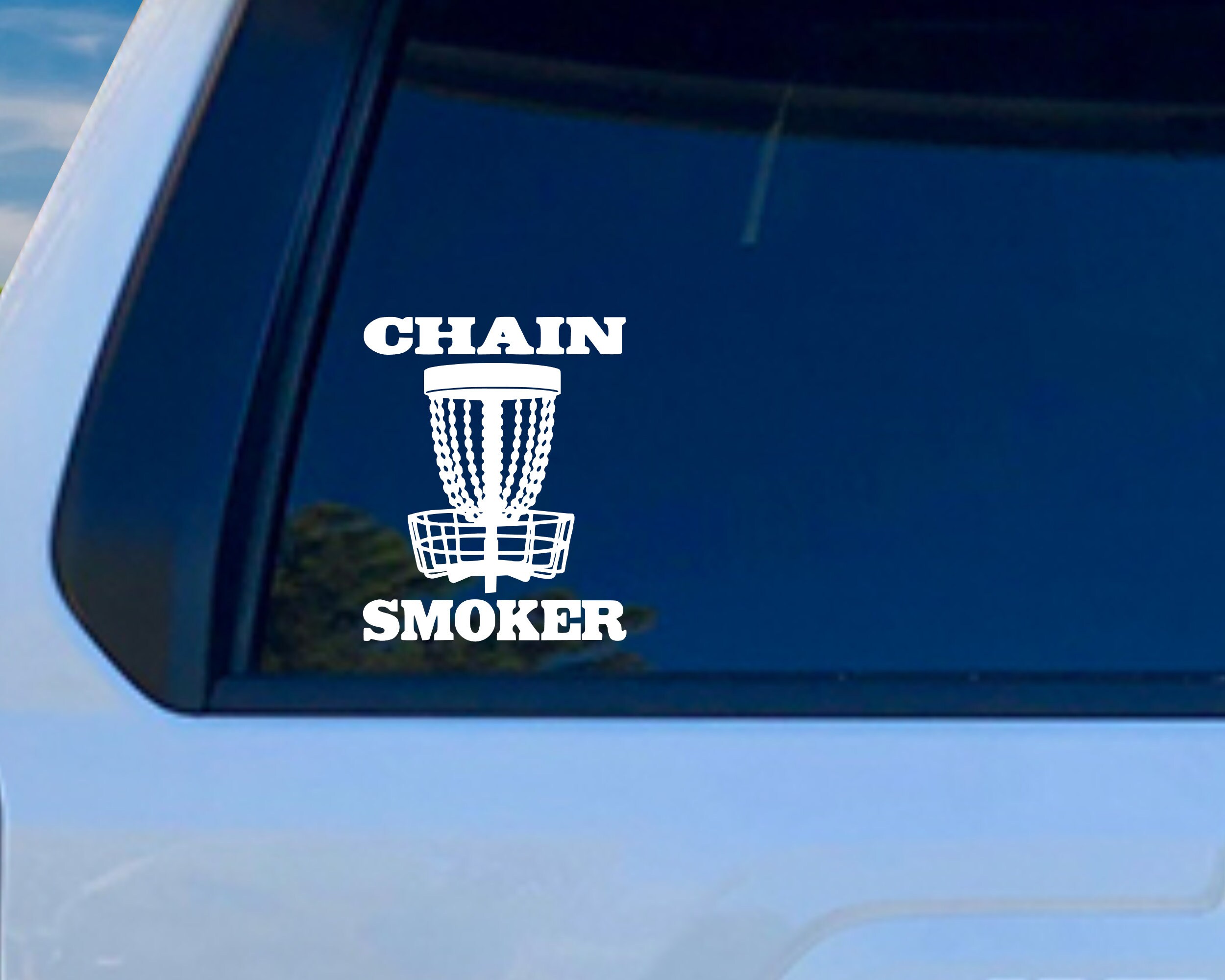 Disc Golf Vinyl Decal, Chain Smoker, Disc Golf Basket, Frisbee Golf ...
