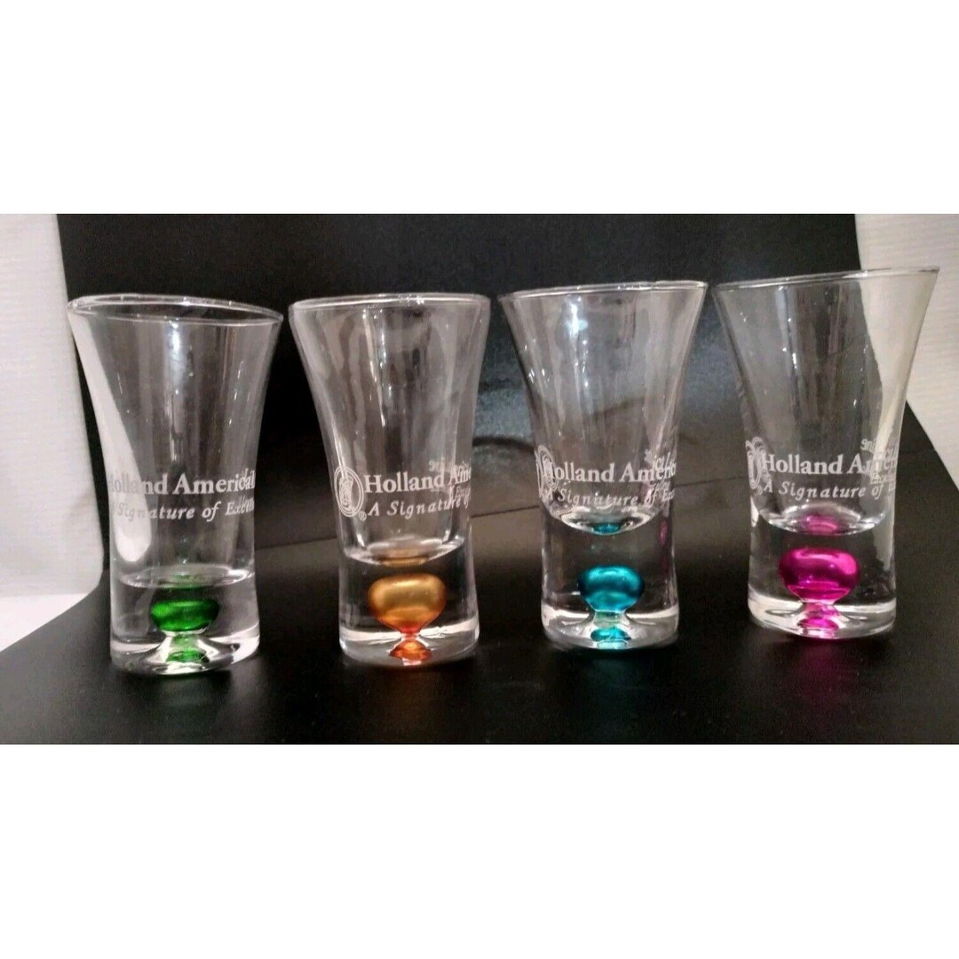 4 Vintage Polish Bubble Shot Glass Orange Holland America Line - Etsy