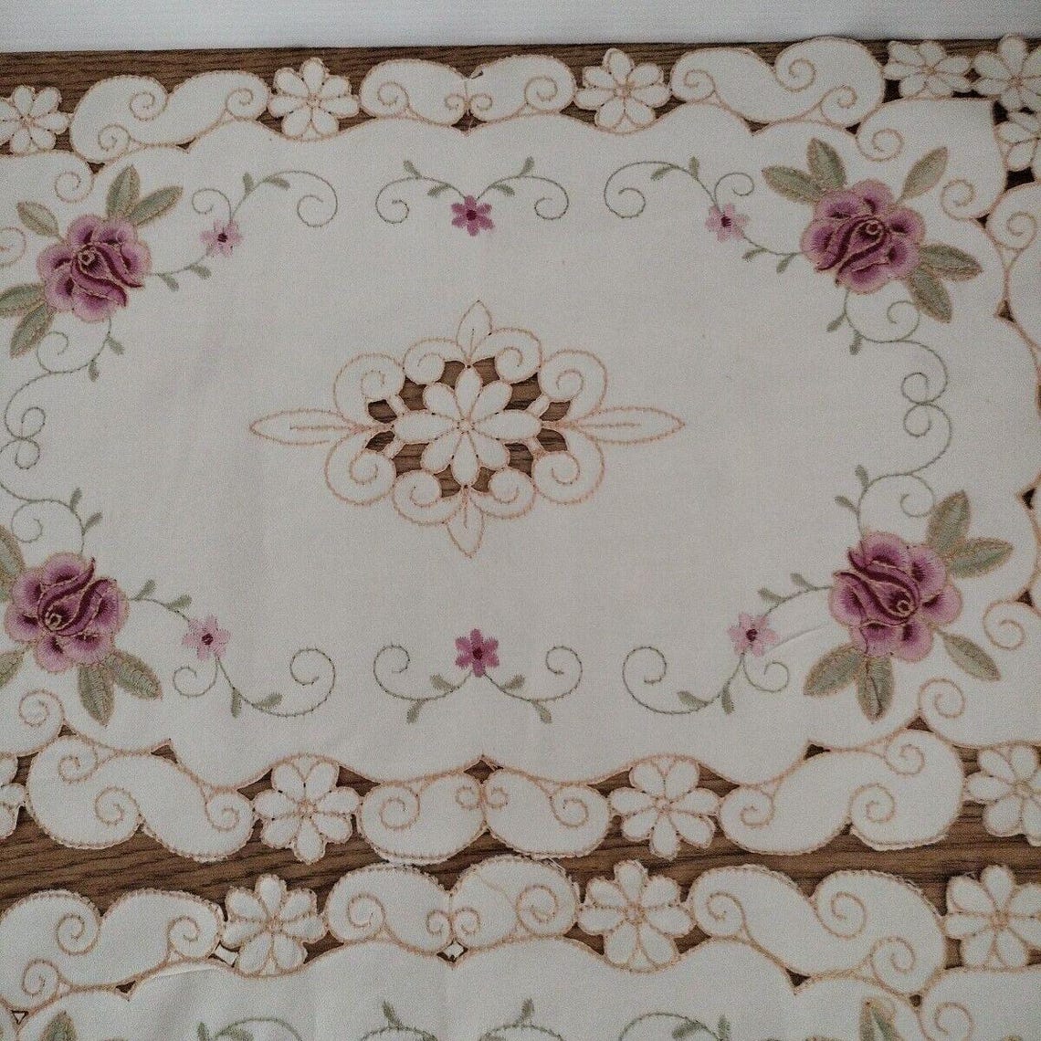 Cutwork Embroidery Roses Place Mats Sets of 2 Beige 16x10.5" - Etsy