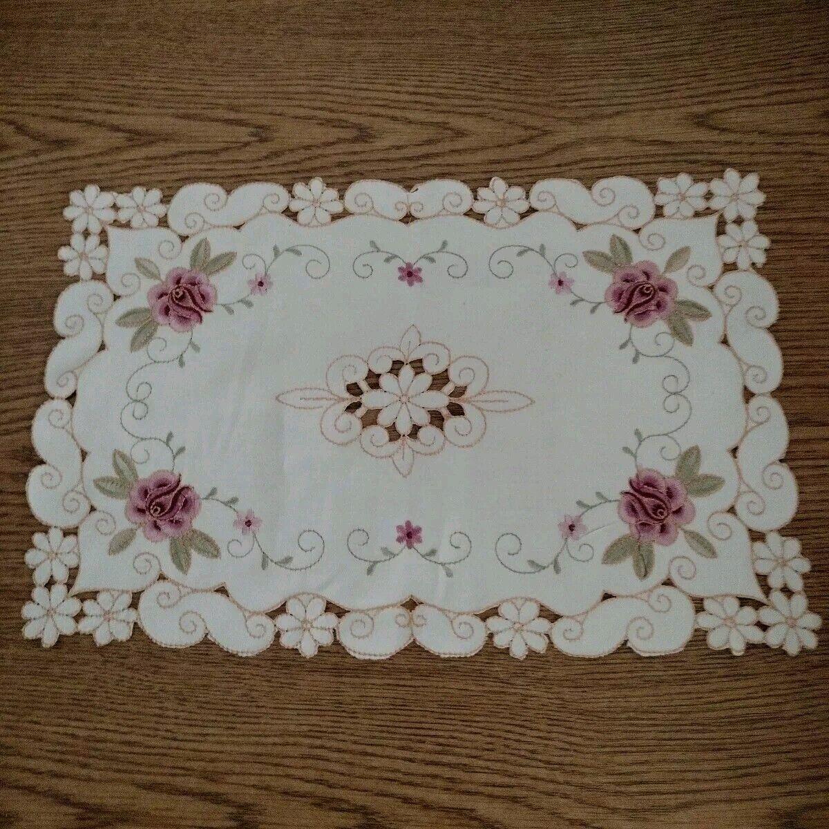 Cutwork Embroidery Roses Place Mats Sets of 2 Beige 16x10.5" - Etsy