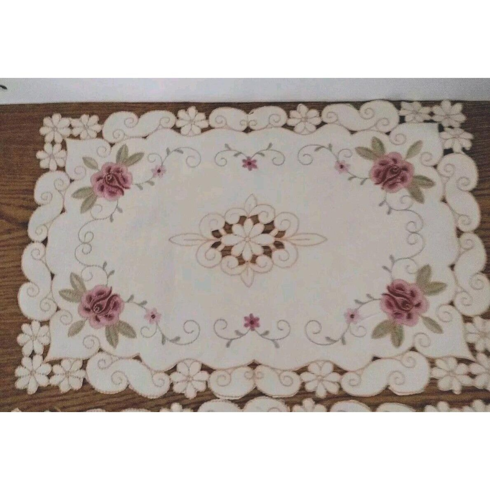 Cutwork Embroidery Roses Place Mats Sets of 2 Beige 16x10.5" - Etsy