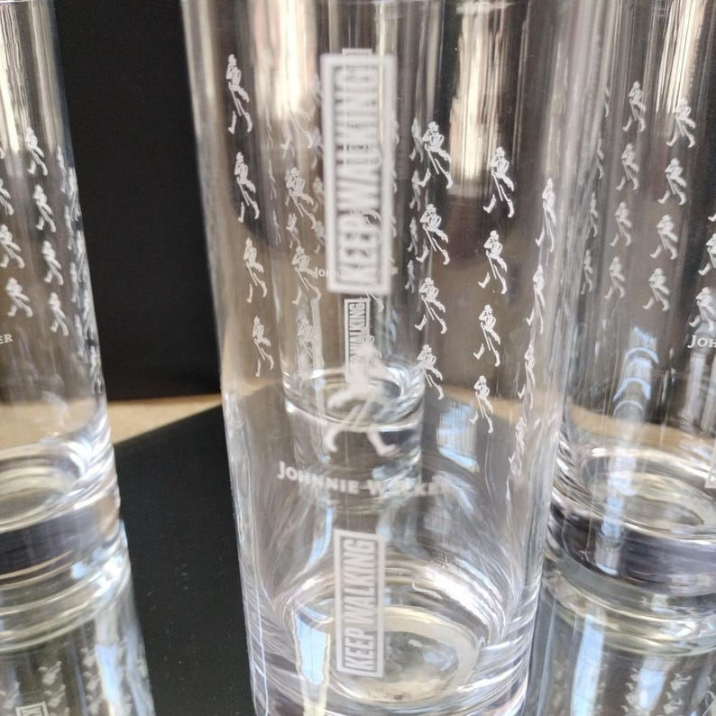 Set of 4 Johnnie Walker Cocktail Glass, Keep Walking Logo 6"x2"5 - Etsy ...