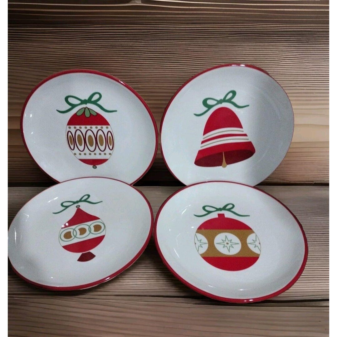 Martha Stewart Macys Christmas Dessert Plates 4 - Etsy