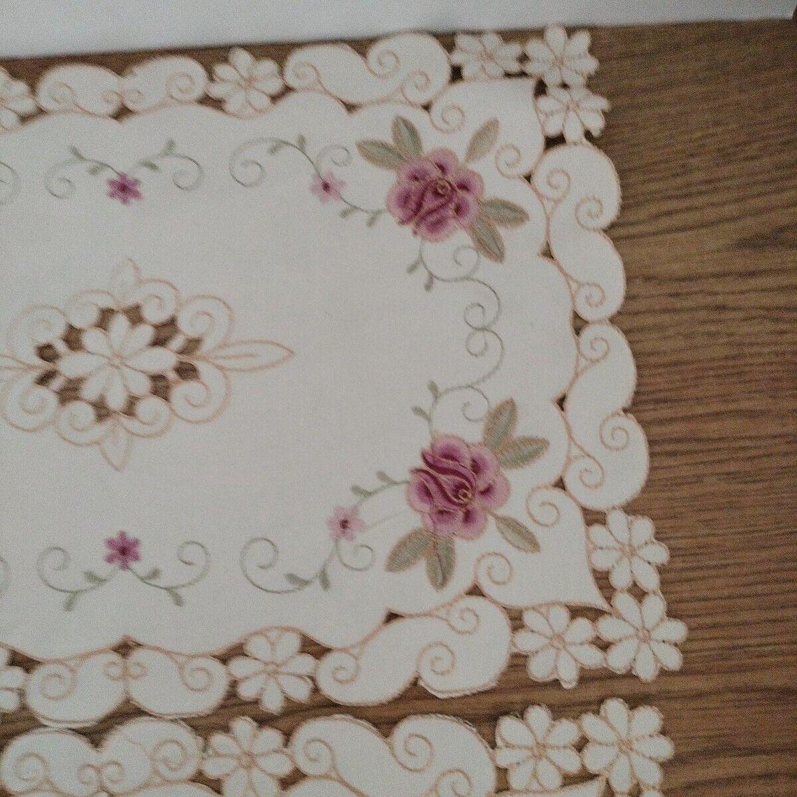 Cutwork Embroidery Roses Place Mats Sets of 2 Beige 16x10.5" - Etsy