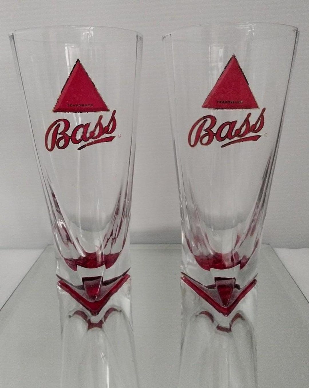 Bass Beer Pint Glasses Triangle Red Base 7 English Ali Set Of 2 Etsy