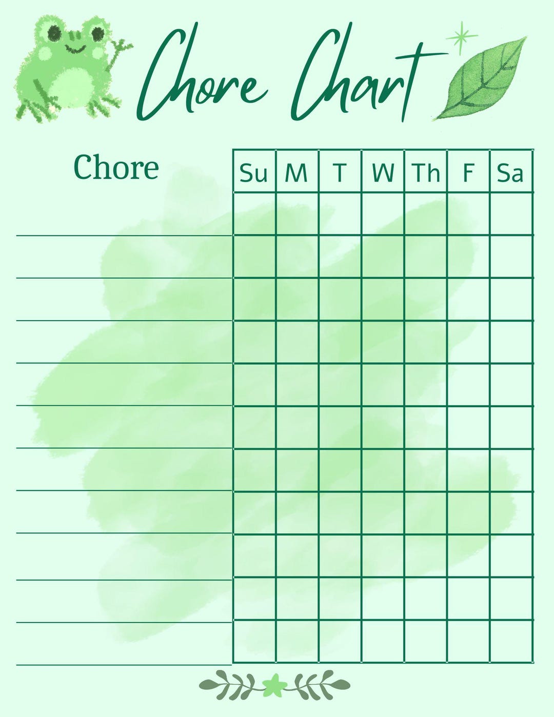 Green Frog Printable Chore Chart, Digital File for Froggy To-do List - Etsy