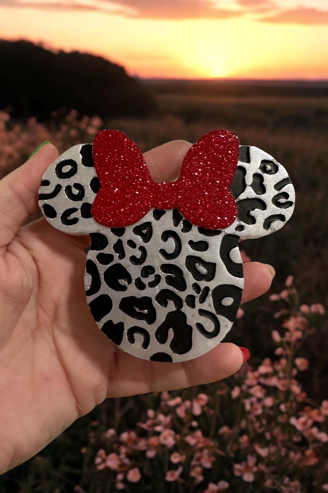Leopard Print Minnie Car Freshie With Glitter Bow Cute Girly Air ...
