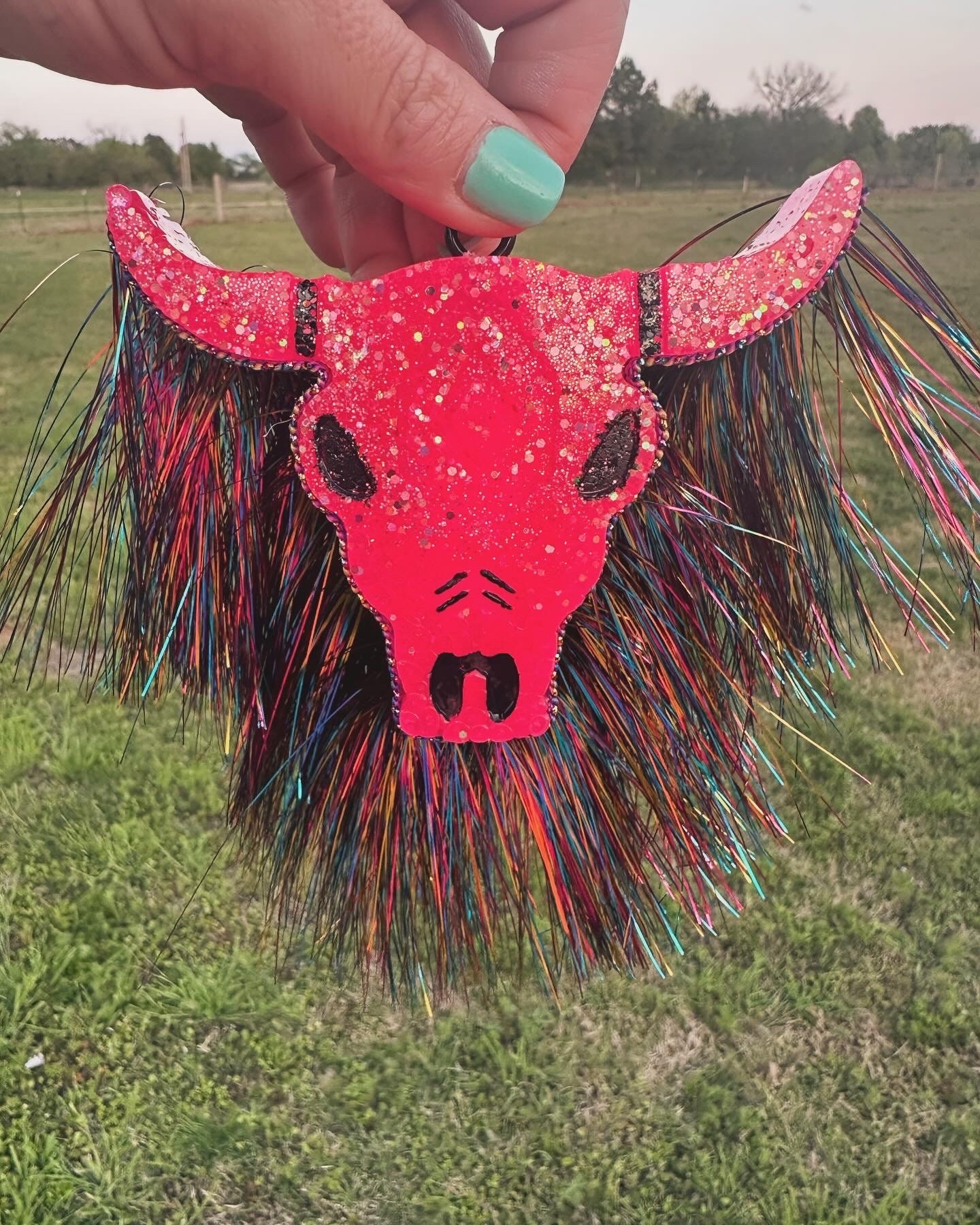 Freshie for Car Bull Skull Car Freshie With Fringe Metallic Car ...