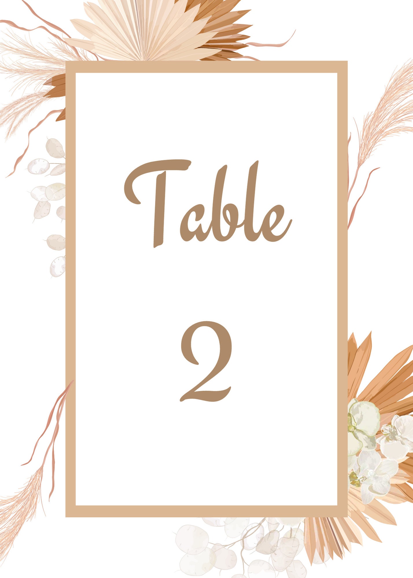 Cute Printable Boho Table Numbers | Downloadable Pack of 5 - Etsy