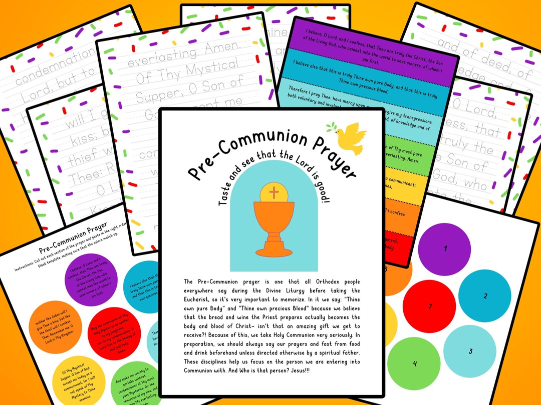 Orthodox Pre-communion Prayer Activity Pack OCA Orthodox Prayers for ...