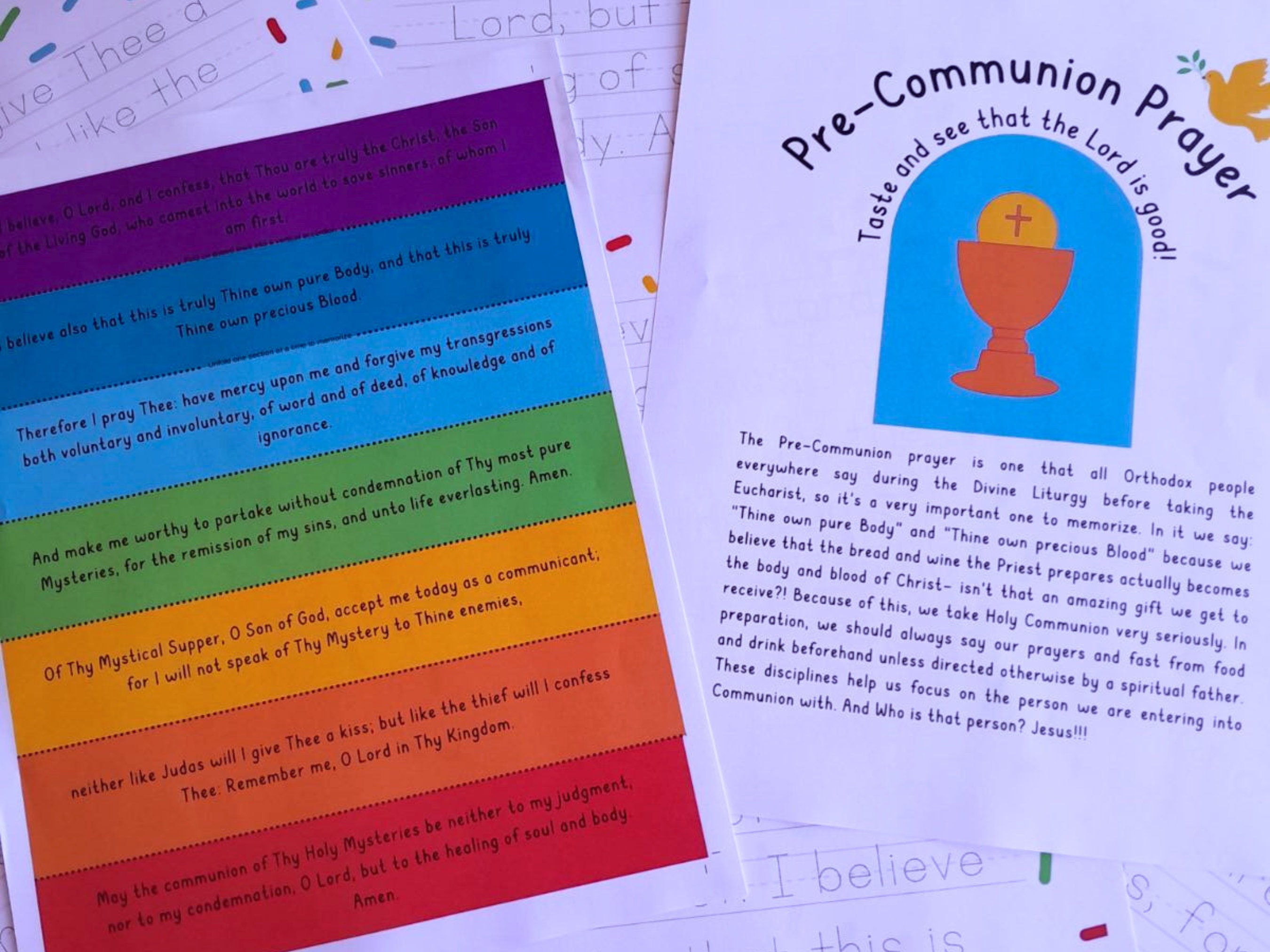Orthodox Pre-communion Prayer Activity Pack OCA Orthodox Prayers for ...