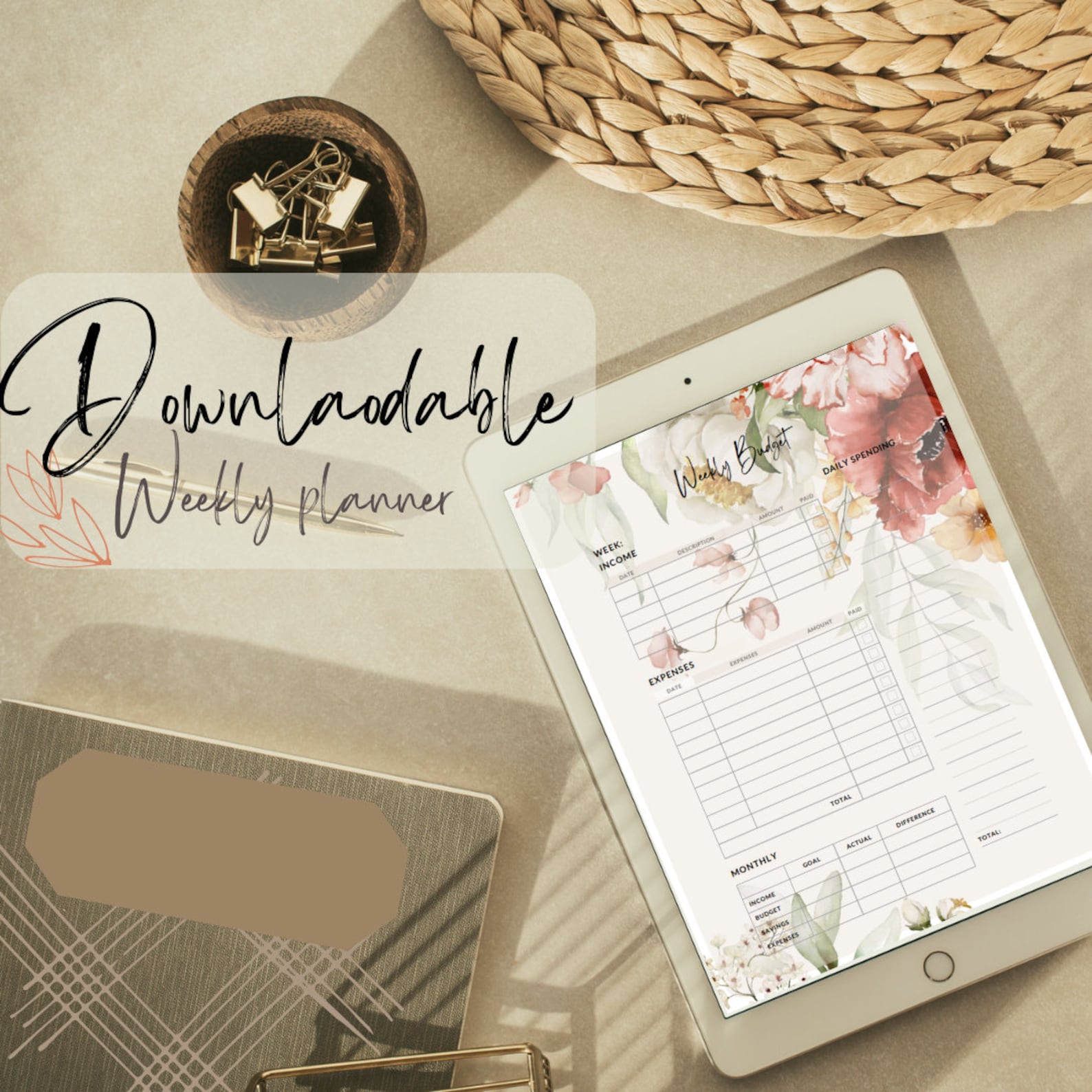 Floral Weekly Planner- Digital-downloadable - Etsy