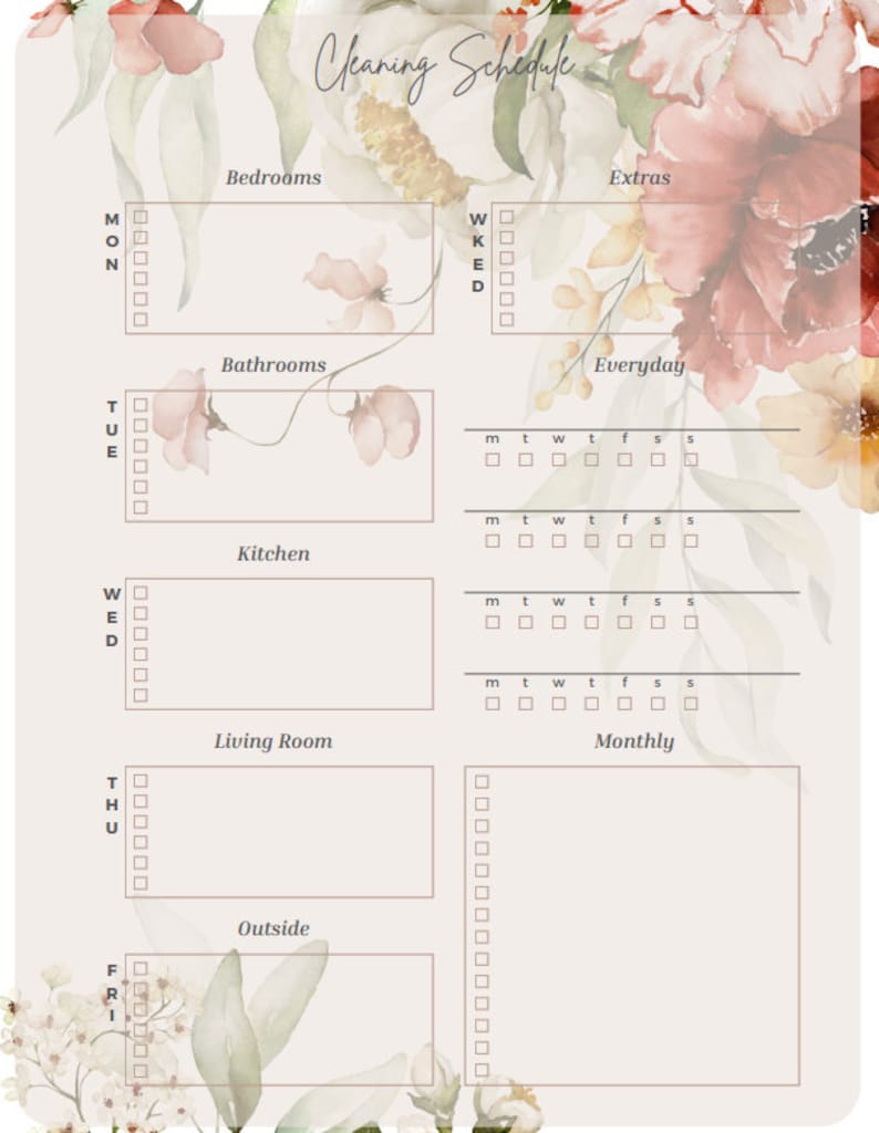 Floral Weekly Planner- Digital-downloadable - Etsy