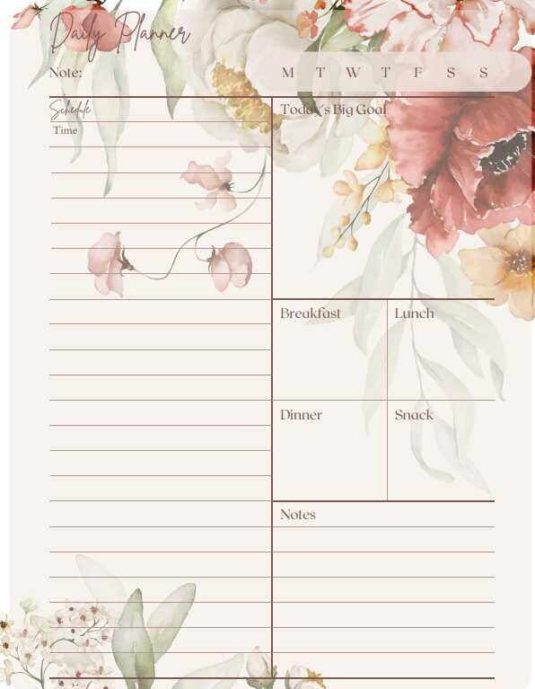 Floral Weekly Planner- Digital-downloadable - Etsy