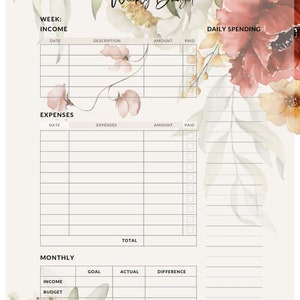 Floral Weekly Planner- Digital-downloadable - Etsy