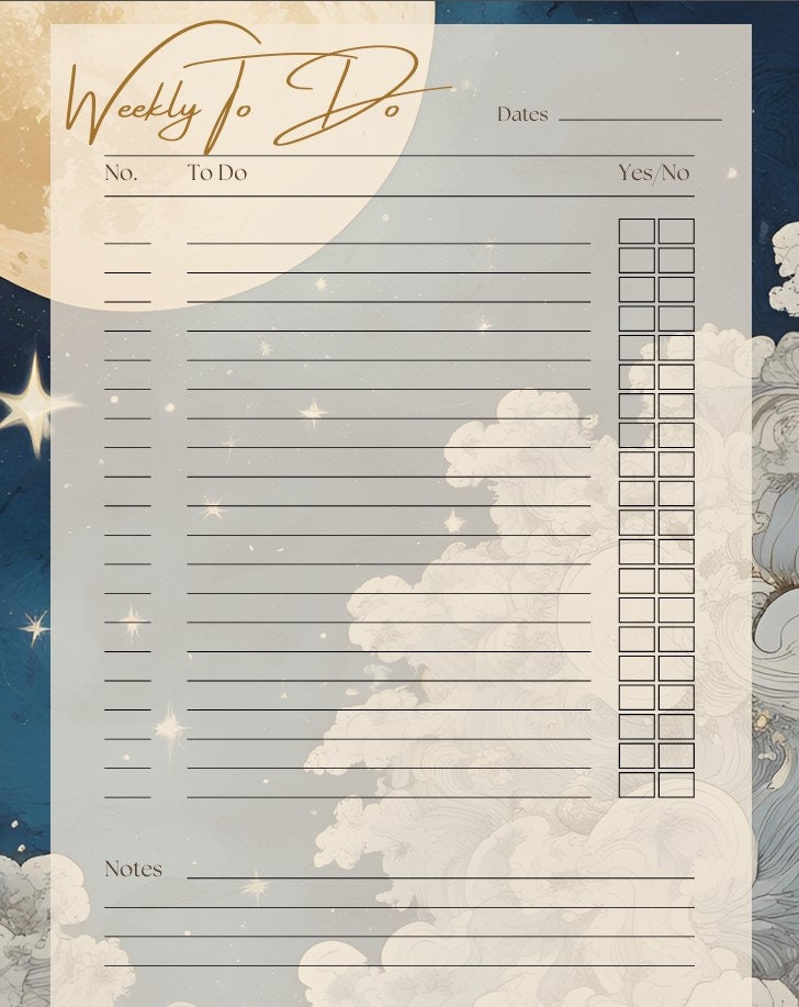 Celestial Weekly Digital Planner Downloadable - Etsy