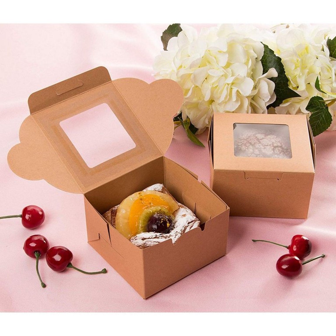 Bakery Boxes 25-pack Single Pastry Box 4-inch Packaging With Clear ...