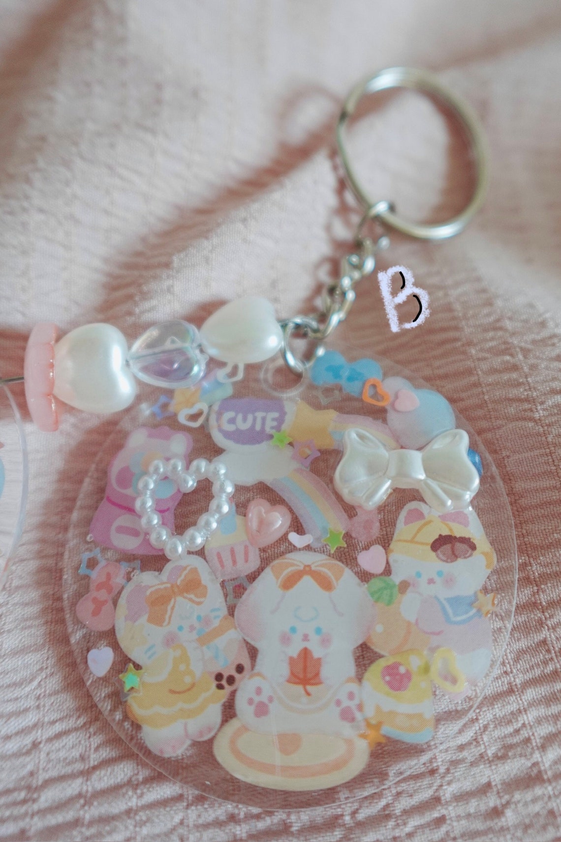 Cute Acrylic Keychain Acrylic Charm Bunny Keychain Bows and Ribbons ...