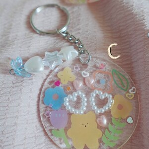 Cute Acrylic Keychain Acrylic Charm Bear Keychain Flower Kawaii ...