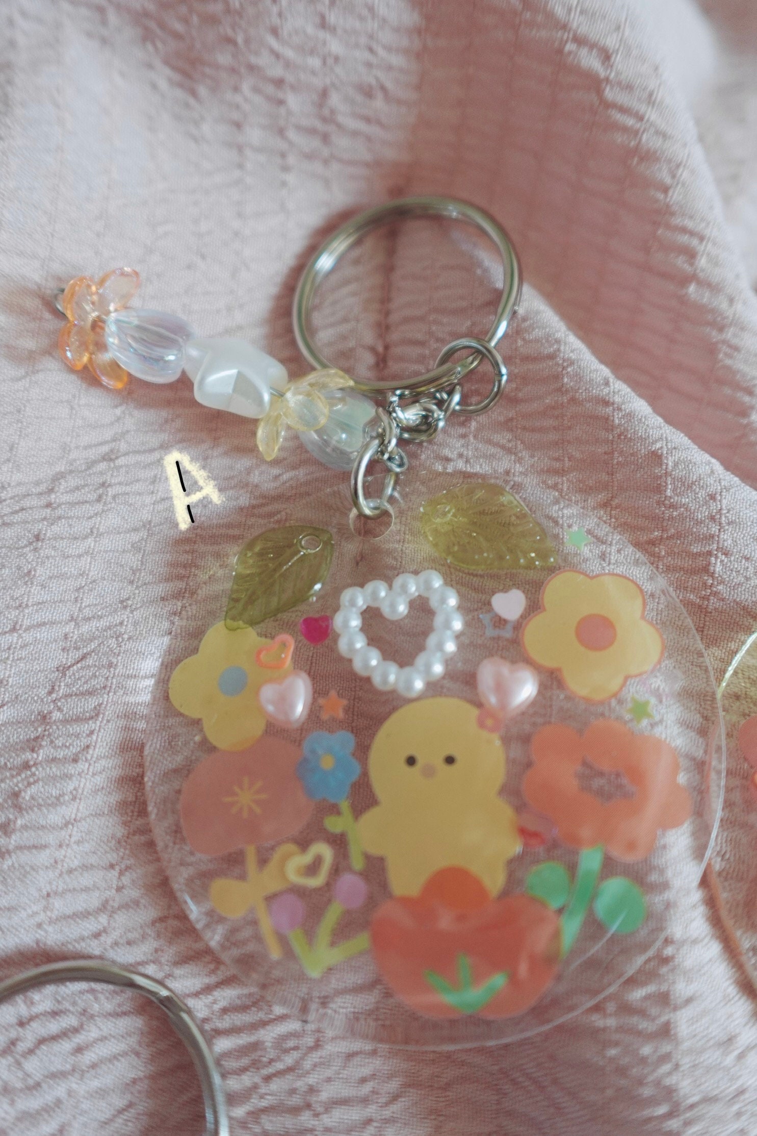 Cute Acrylic Keychain Acrylic Charm Bear Keychain Flower Kawaii ...