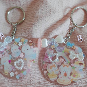 Cute Acrylic Keychain Acrylic Charm Bunny Keychain Bows and Ribbons ...