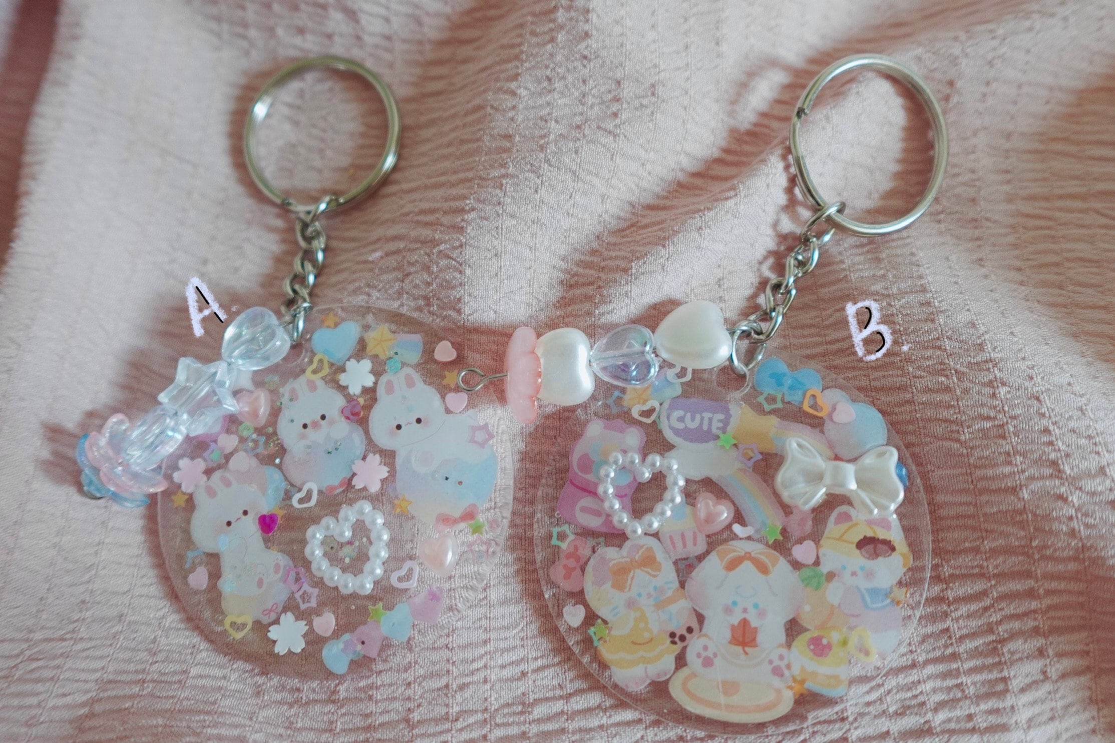 Cute Acrylic Keychain Acrylic Charm Bunny Keychain Bows and Ribbons Coquette Aesthetic Kawaii ...