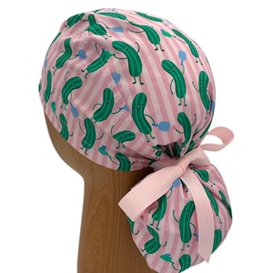 Cute Ponytail Scrub Cap, Personalized Surgical Hat, Ribbon Tie Medical ...