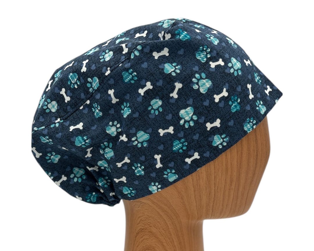 Personalized Dog Scrub Cap With Button, Custom Veterinarian Surgery Cap ...