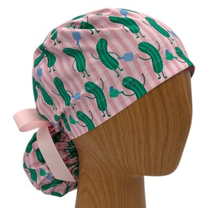 Cute Ponytail Scrub Cap, Personalized Surgical Hat, Ribbon Tie Medical ...