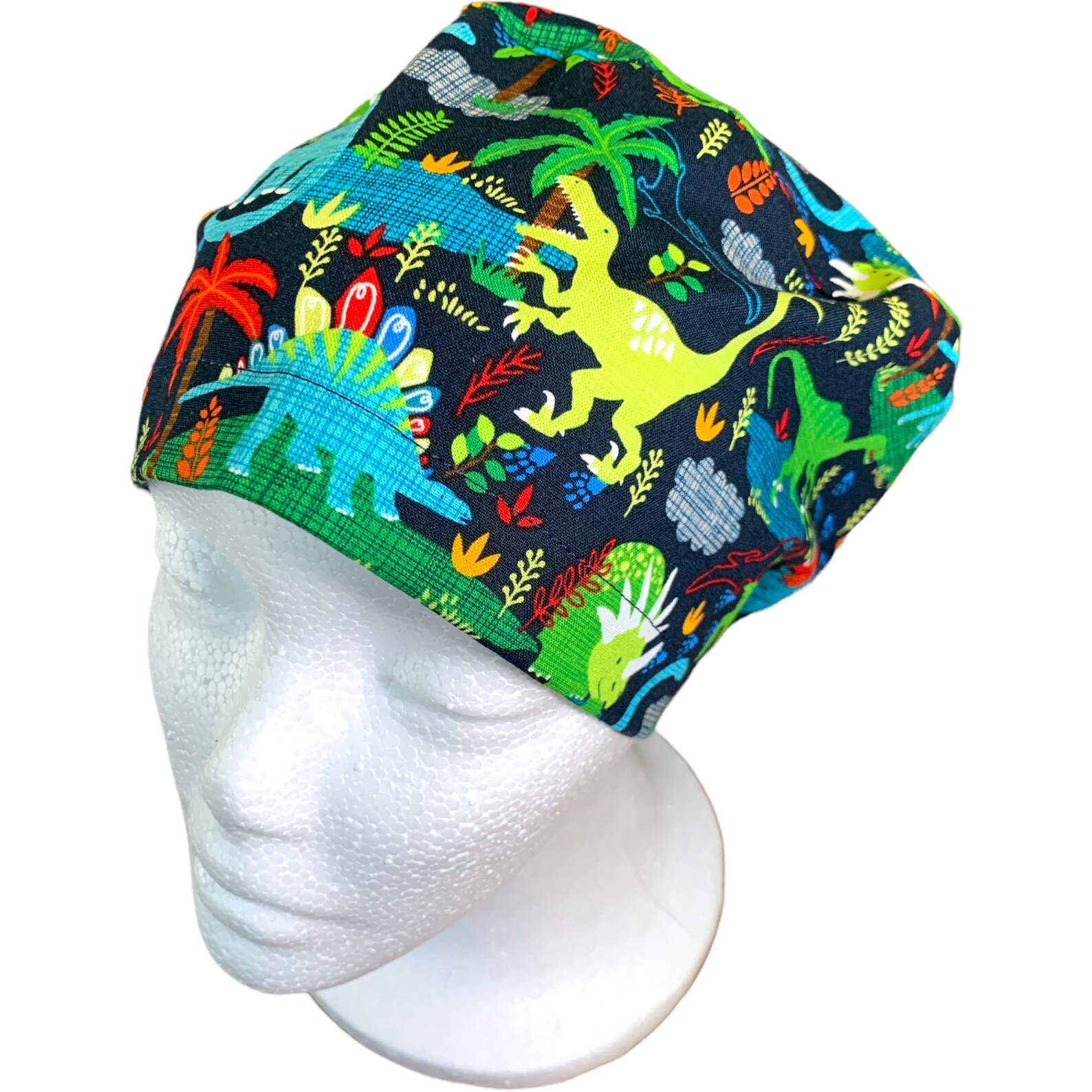 Dinosaur Scrub Cap With Buttons Veterinarian Surgery Cap - Etsy