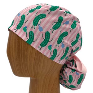 Cute Ponytail Scrub Cap, Personalized Surgical Hat, Ribbon Tie Medical ...