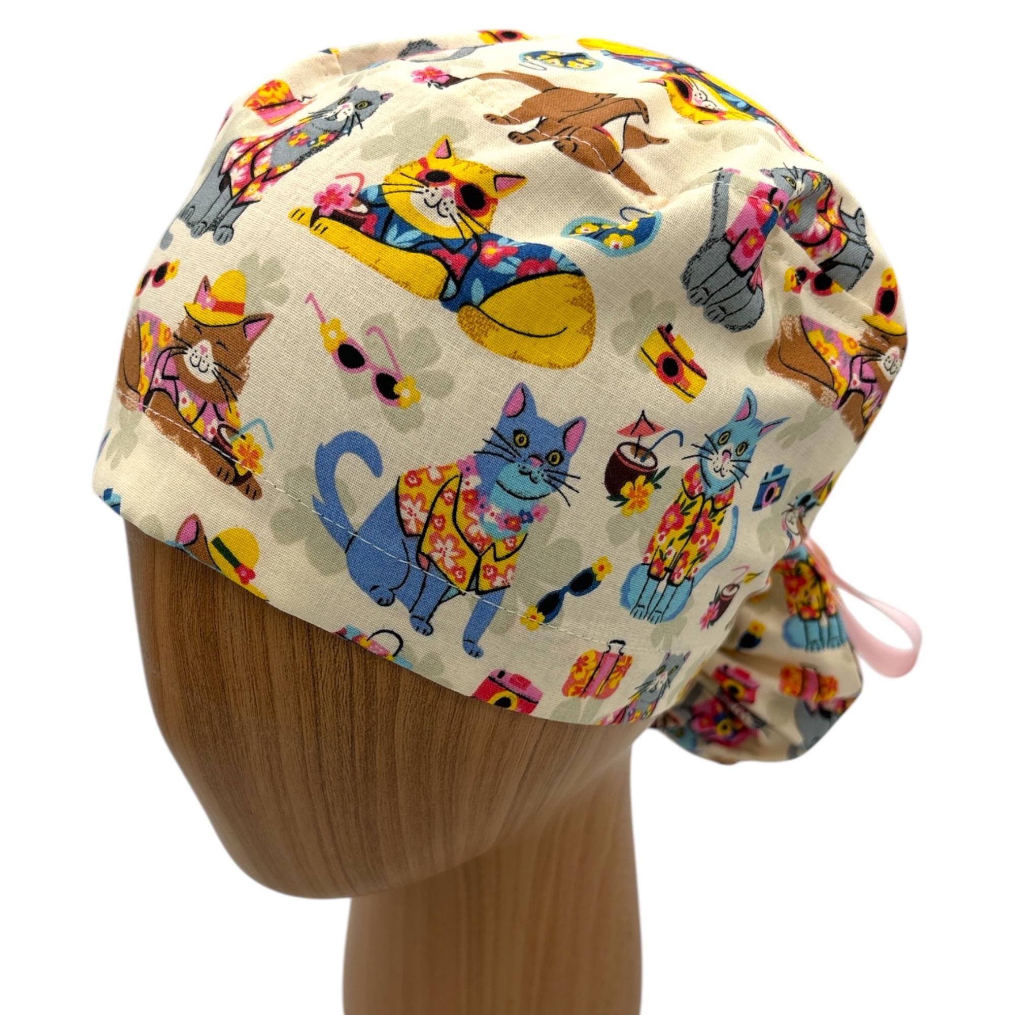 Funny Cat Ponytail Scrub Cap Personalized, Pediatric Surgical Hat With ...