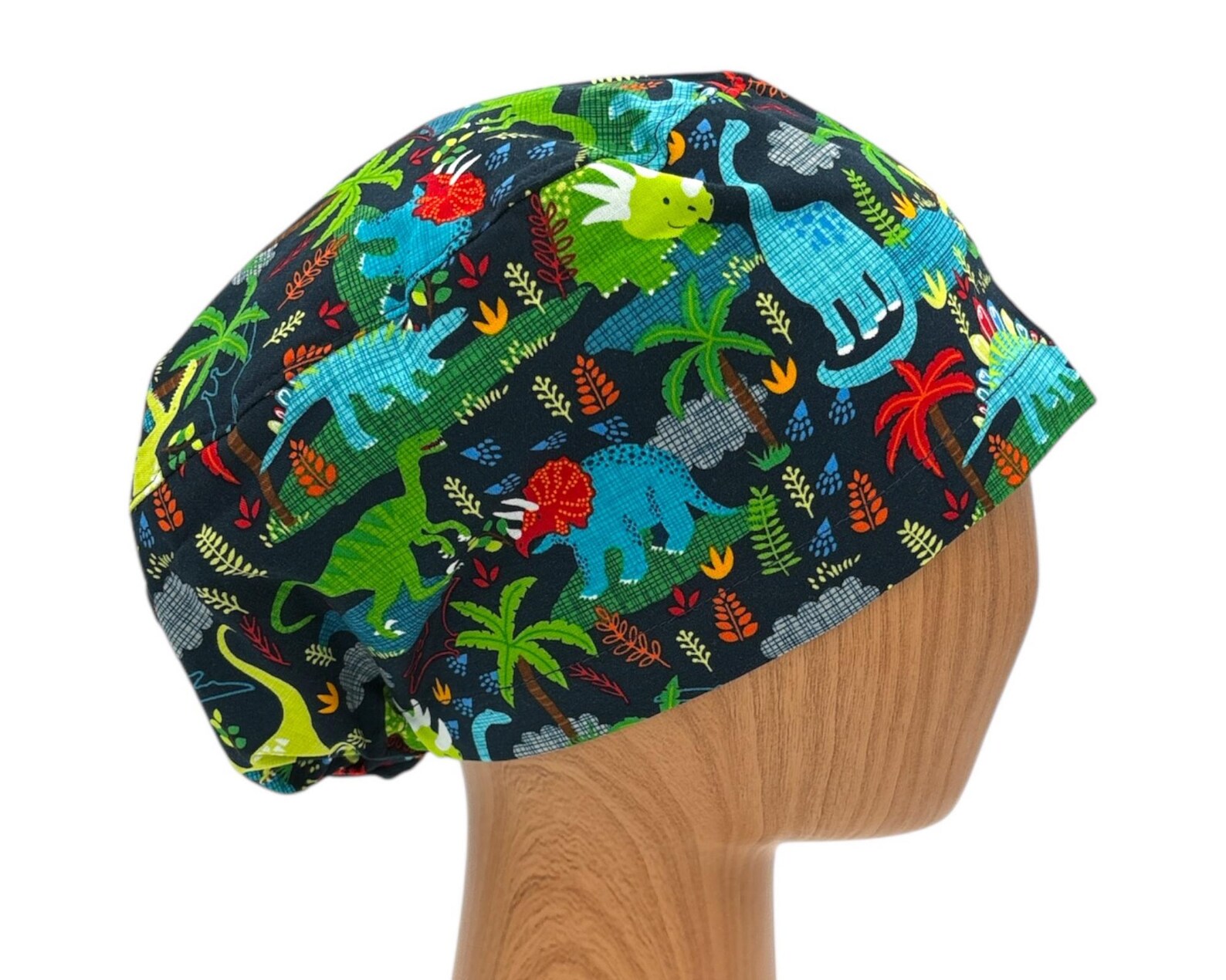 Dinosaur Scrub Cap With Buttons, Veterinarian Surgery Cap, Euro Scrub ...
