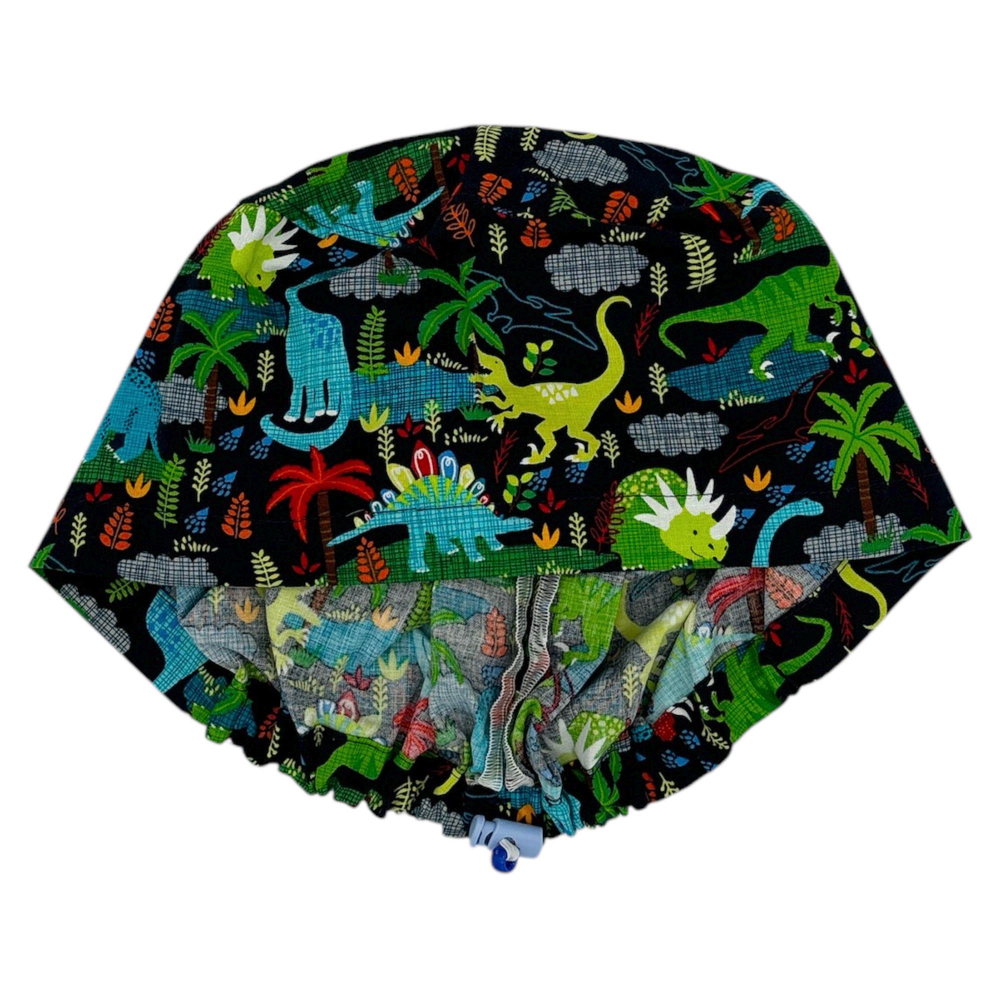 Dinosaur Scrub Cap With Buttons, Veterinarian Surgery Cap, Euro Scrub ...