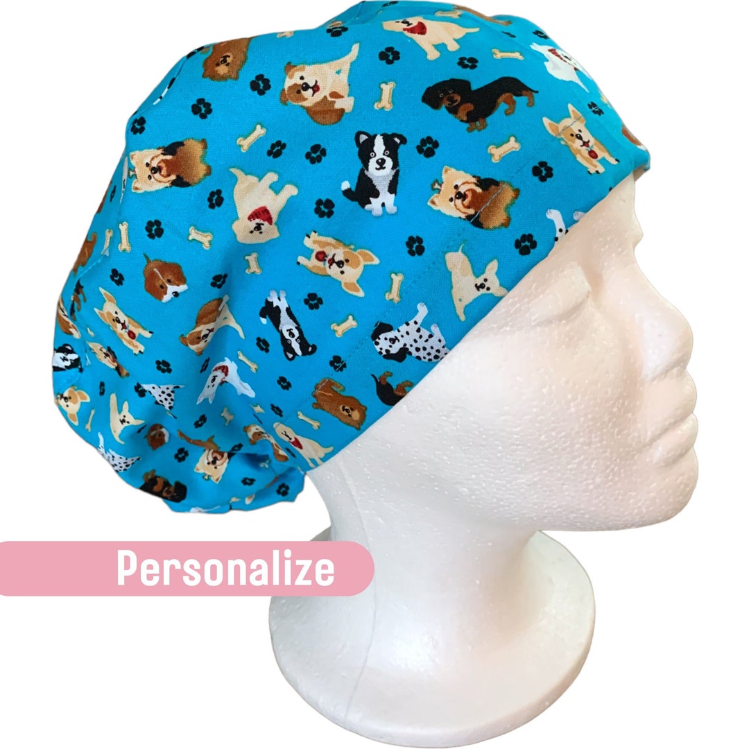 Dog Scrub Cap Personalized, Veterinarian Surgery Cap, Euro Scrub Hats ...