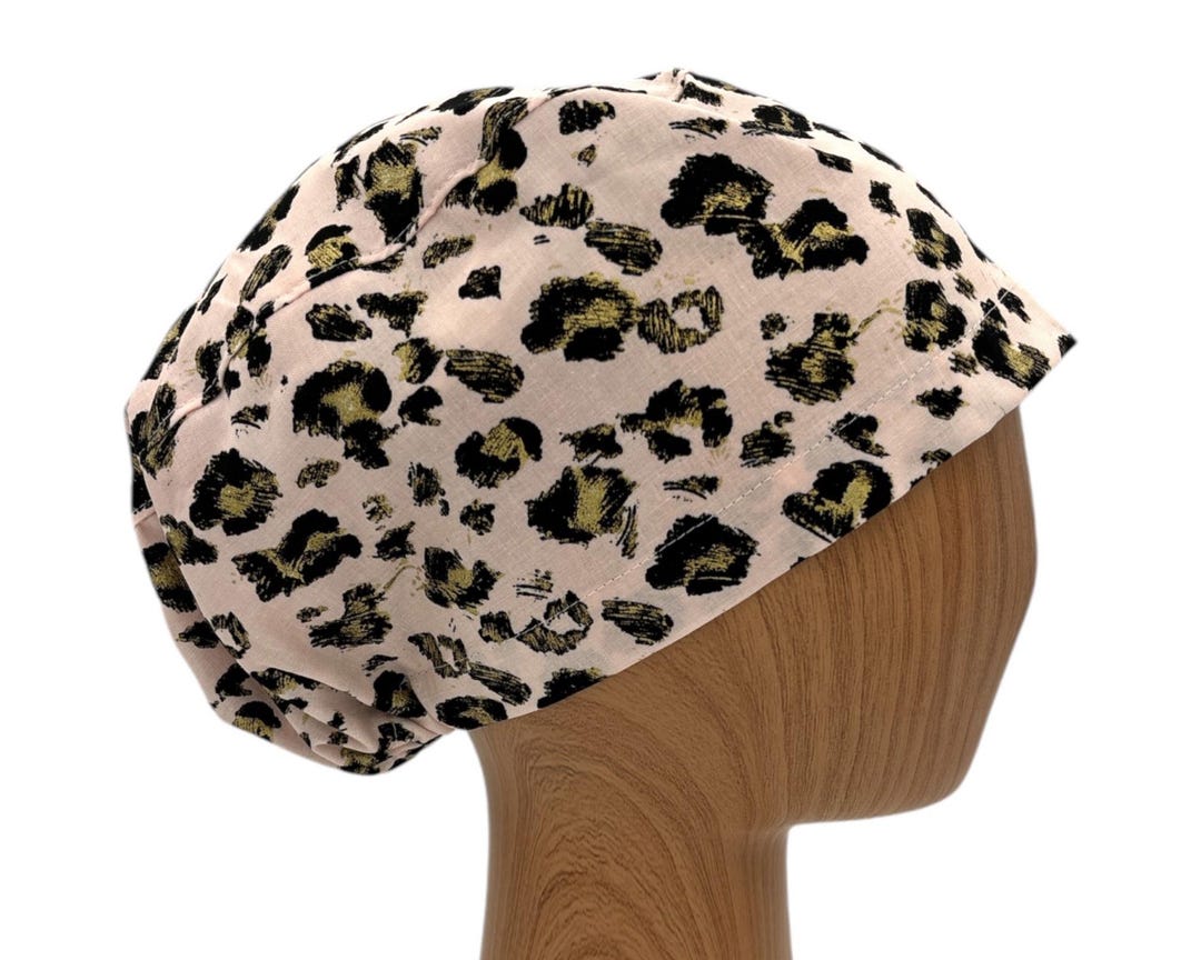 Leopard Print Euro Scrub Cap: Adjustable Toggle, Personalized Nurse Hat ...