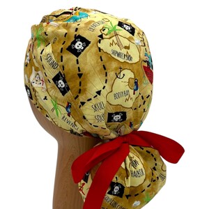 Personalized Ponytail Scrub Cap, Surgical Hat With Button, Ribbon Tie ...