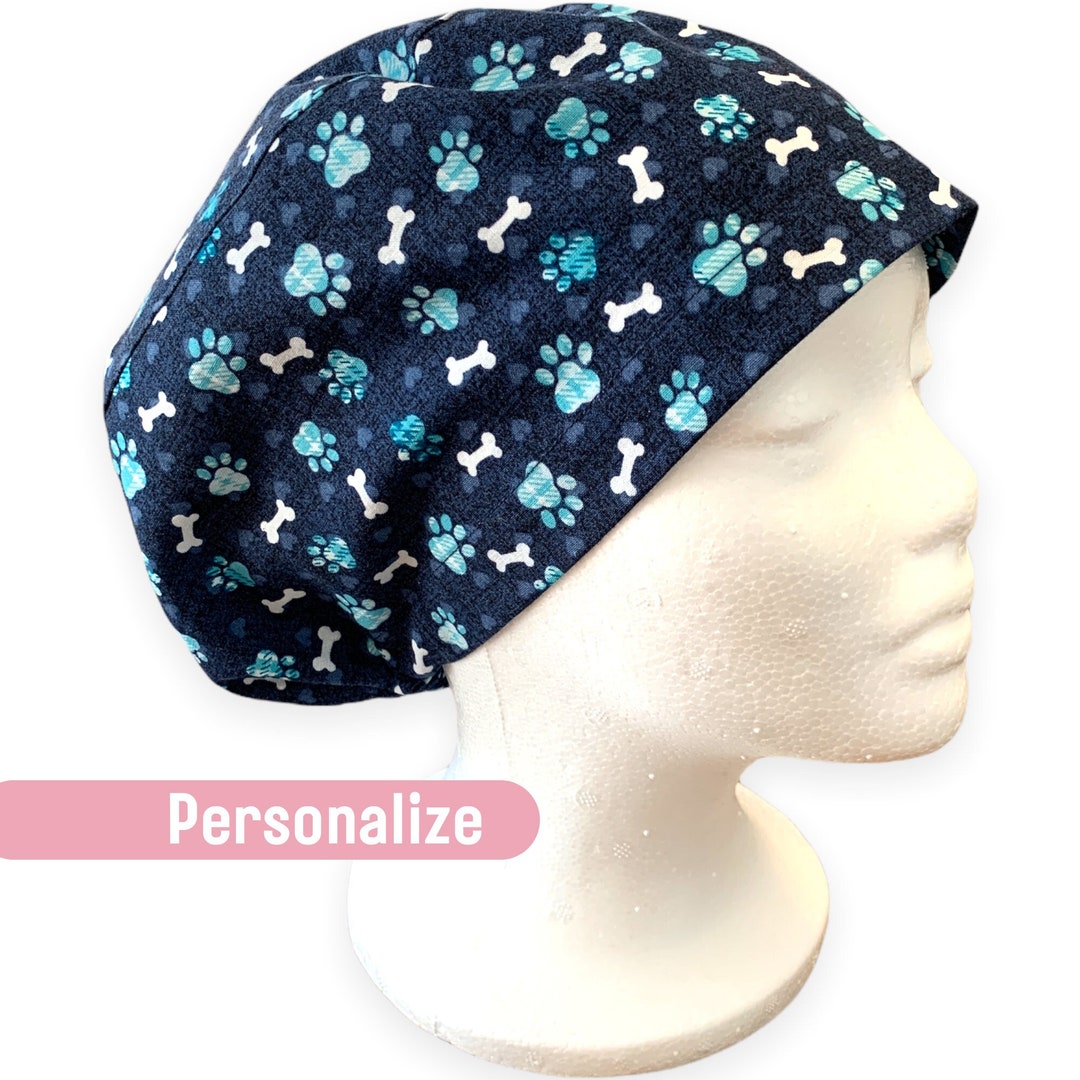 Personalized Dog Scrub Cap With Button, Custom Veterinarian Surgery Cap ...