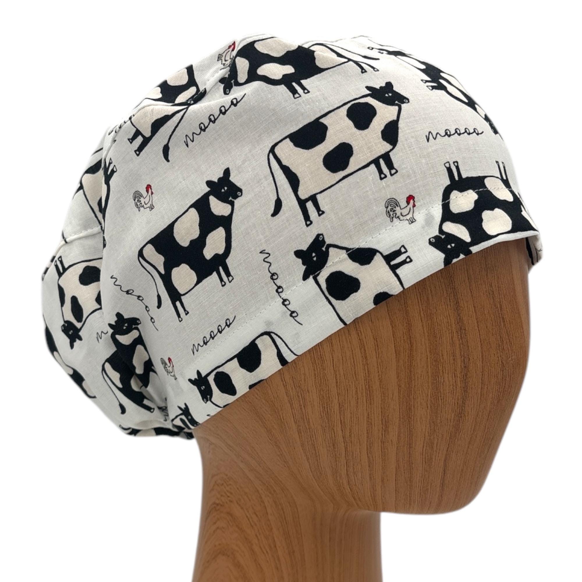 Farm Animal Euro Scrub Cap | Cute Cow Print Nurse Hat | Veterinary Hair ...