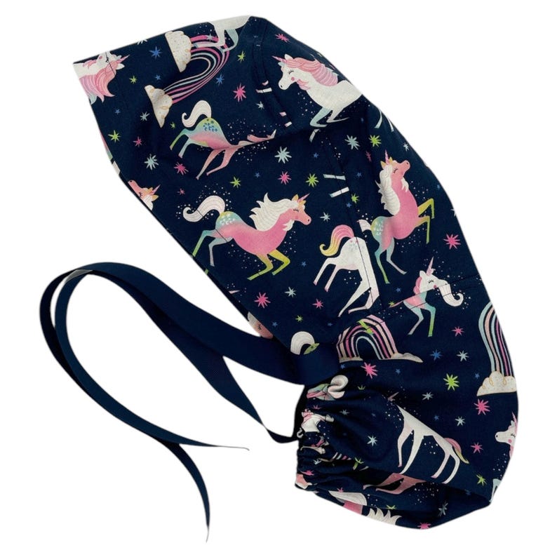 Unicorn Ponytail Scrub Cap Personalized, Pediatric Surgical Hat With ...