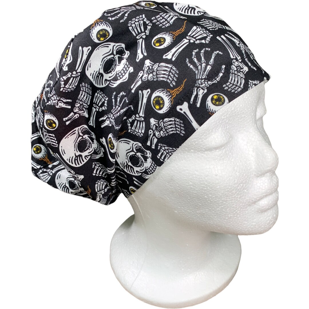 Halloween Scrub Cap, Skull Scrub Hat, Euro Scrub Cap for Women ...