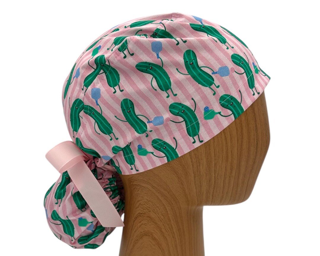 Cute Ponytail Scrub Cap, Personalized Surgical Hat, Ribbon Tie Medical ...