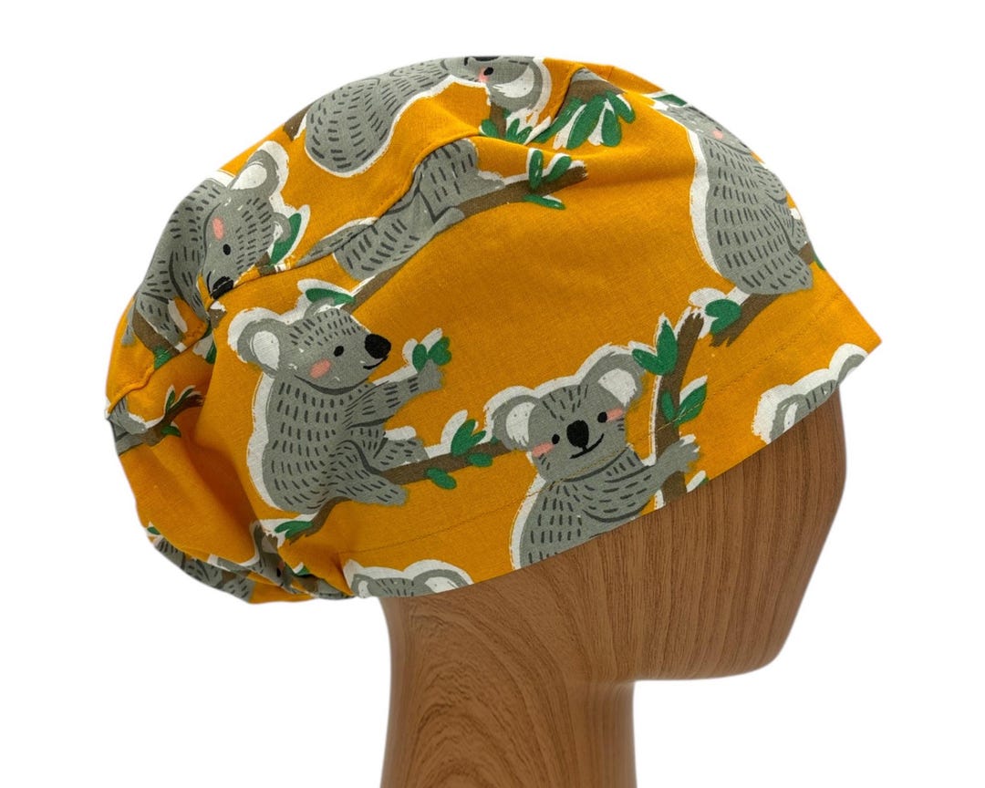 Koala Scrub Cap, Personalized Euro Style Scrub Hat, Custom Veterinarian ...