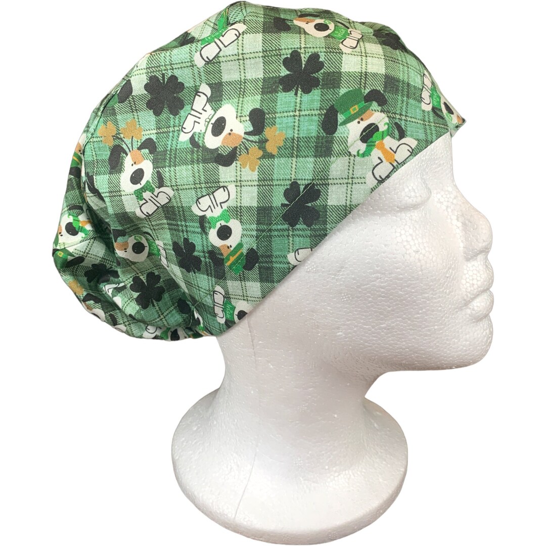 St. Patrick's Day Irish Puppy Shamrock Euro Scrub Cap, Spring Surgical ...