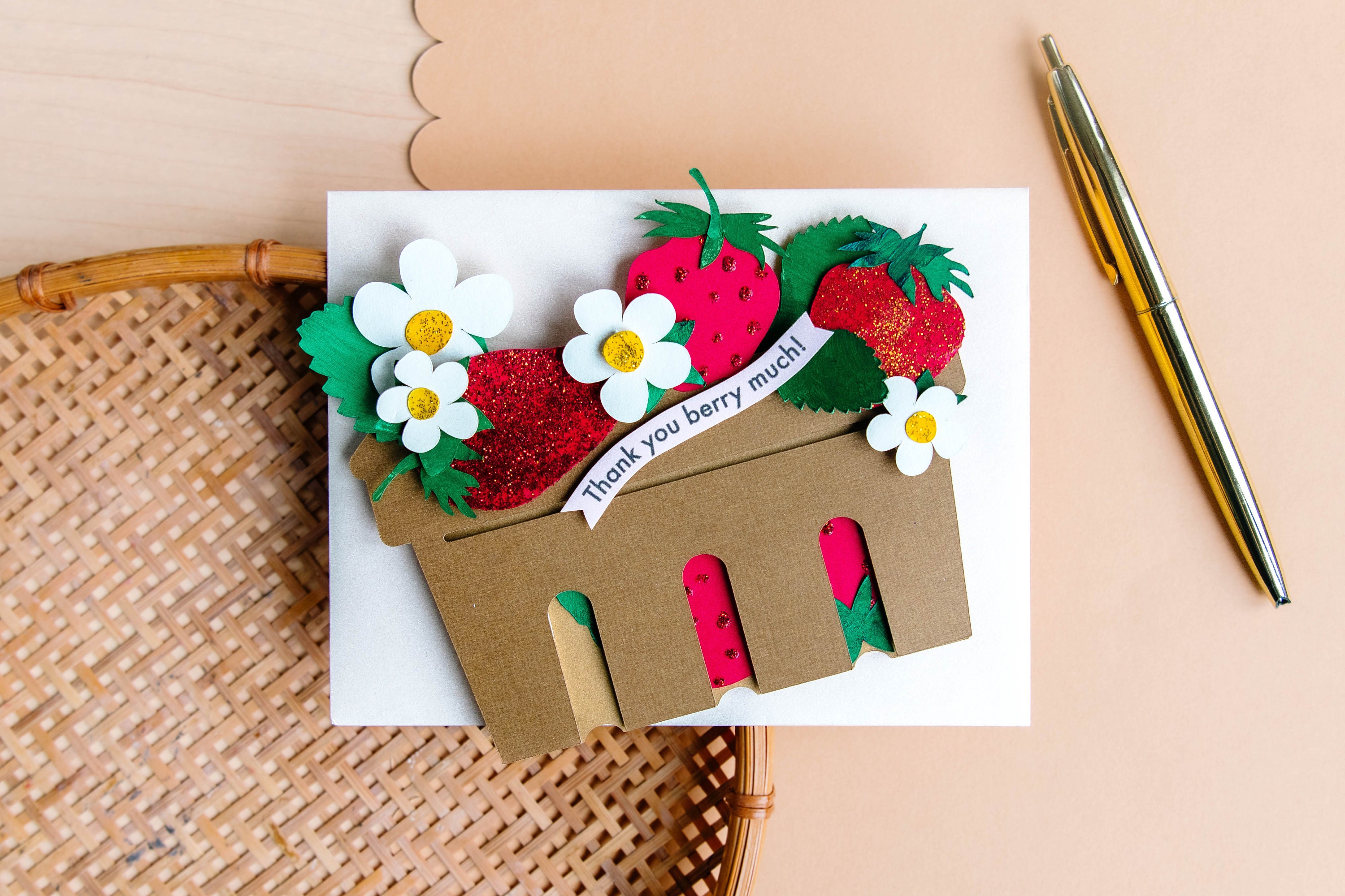 Strawberry Card SVG Design - Etsy