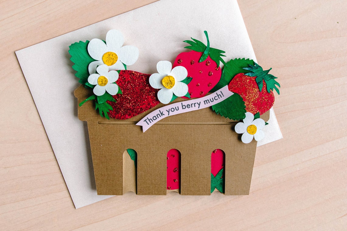 Strawberry Card SVG Design - Etsy