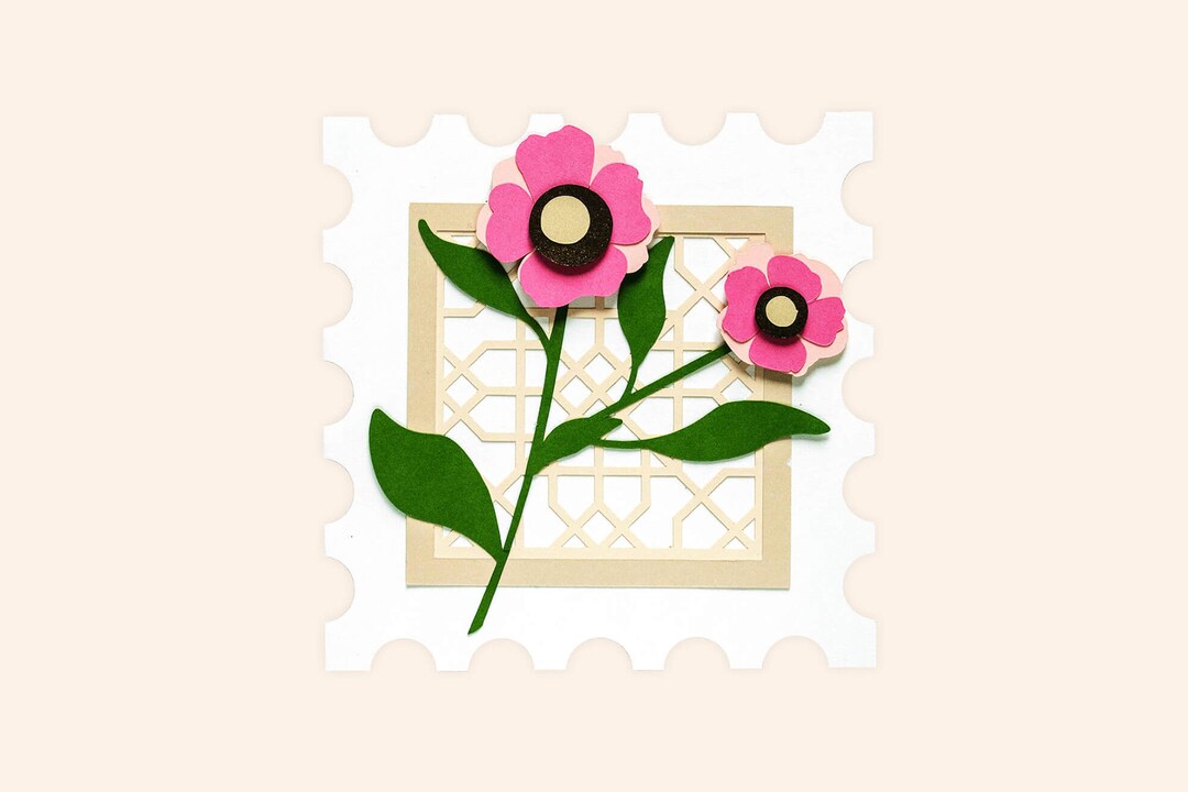 Postage Stamp Card SVG Design - Etsy
