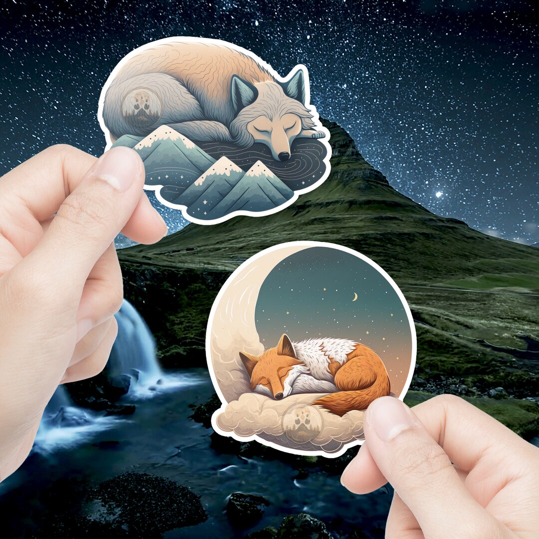 Sleeping Wolf Vinly Stickers, Wolf Sticker Pack, Book Stickers, iPad ...