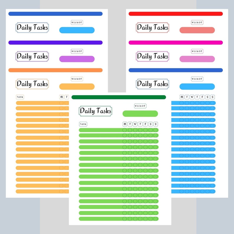 Printable Daily Task Checklist Print at Home Weekly Habits - Etsy