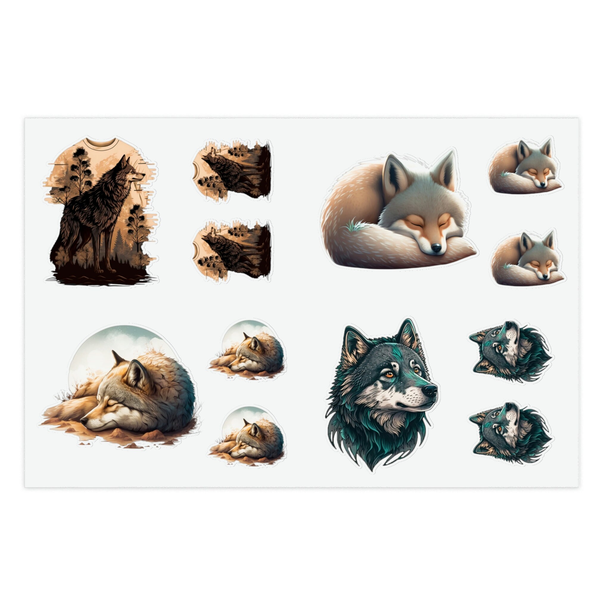Sleeping Wolf Vinly Stickers, Wolf Sticker Pack, Book Stickers, iPad ...